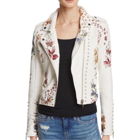 Blank NYC | Jackets & Coats | Blanknyc Embroidered Floral Moto Vegan Leather Jacket | Poshmark